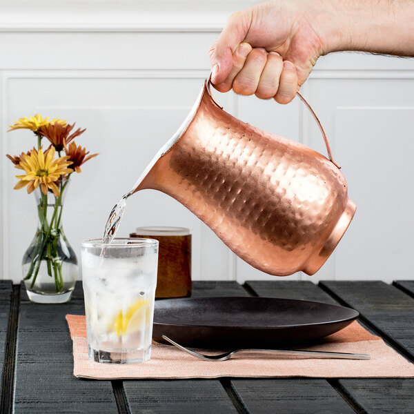 Acopa 64 oz. Hammered Copper Stainless Steel Slender Bell Pitcher
