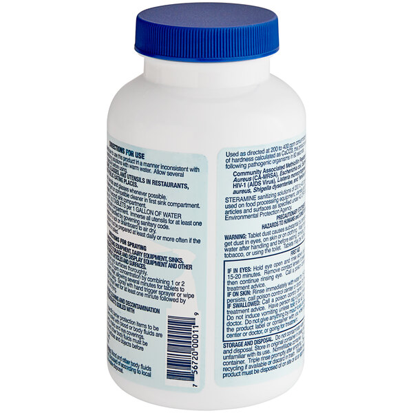 Steramine 1-G Sanitizer Tablets (Sanitabs) 150 Count Bottle - 6/Case