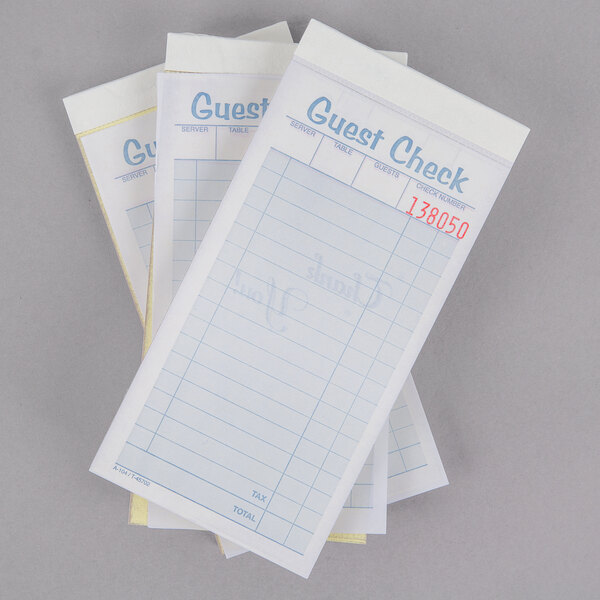 Tops 45702 2-Part White / Yellow Carbonless Guest Check Book - 10/Pack