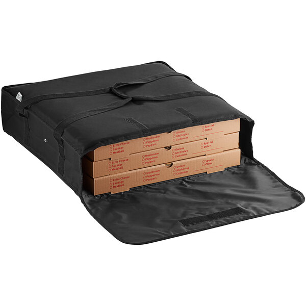 Choice Insulated Pizza Delivery Bag, Black Nylon, 24" x 24" x 5 ...