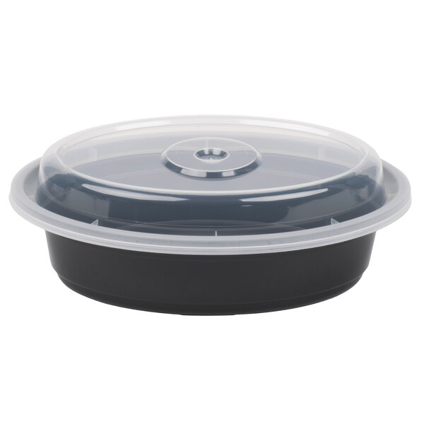 Pactiv Newspring OC08B 8 oz. Black 5 3/4" x 4" x 1 1/2" VERSAtainer ...