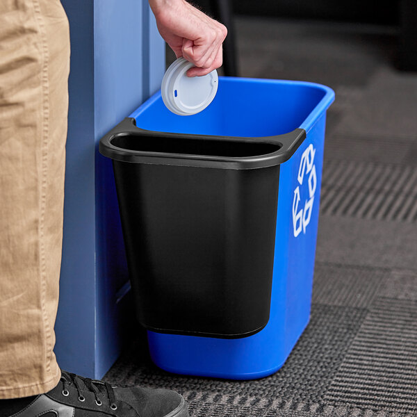 Rubbermaid FG295073BLA 5 Qt. / 1.25 Gallon Black Oval Wastebasket Side Bin