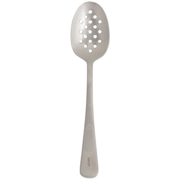 Mercer Culinary M35161 7 7/8" Stainless Steel Perforated Bowl Plating Spoon