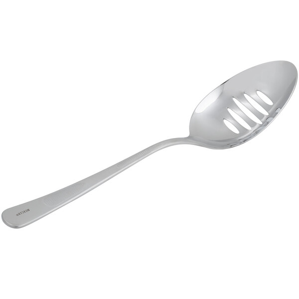 Mercer Culinary M35139 9" Stainless Steel Slotted Bowl Plating Spoon
