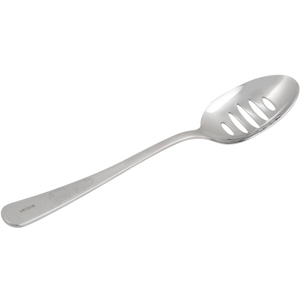Mercer Culinary M35141 7 7/8" Stainless Steel Slotted Bowl Plating Spoon