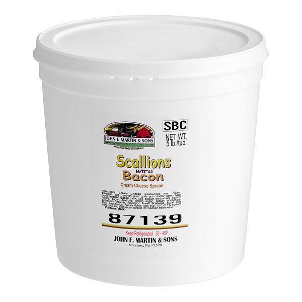 John F. Martin Scallion and Bacon Cream Cheese Spread 5 lb. - 2/Case