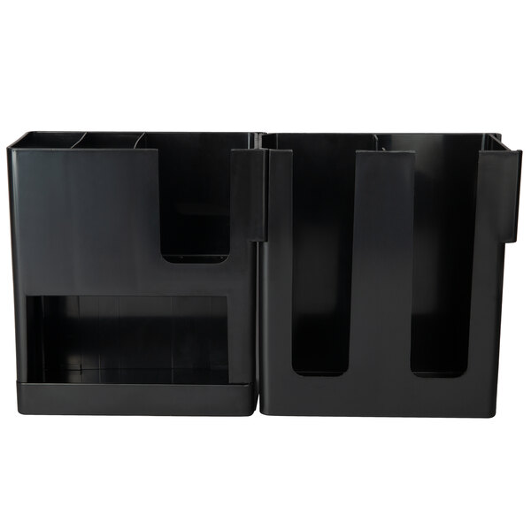 Choice Black 6-Section Countertop Cup, Lid and Napkin Organizer