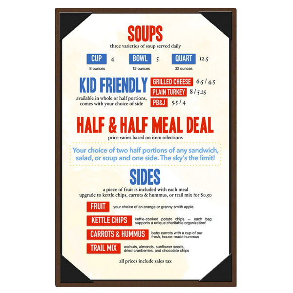 Menu Solutions PIXBRD-B Hardboard 5 1/2" x 11" Customizable Menu Board ...