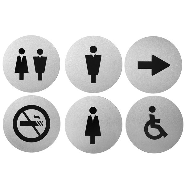 American Metalcraft SISSSET Stainless Steel 4" Universal Signs - 6/Pack