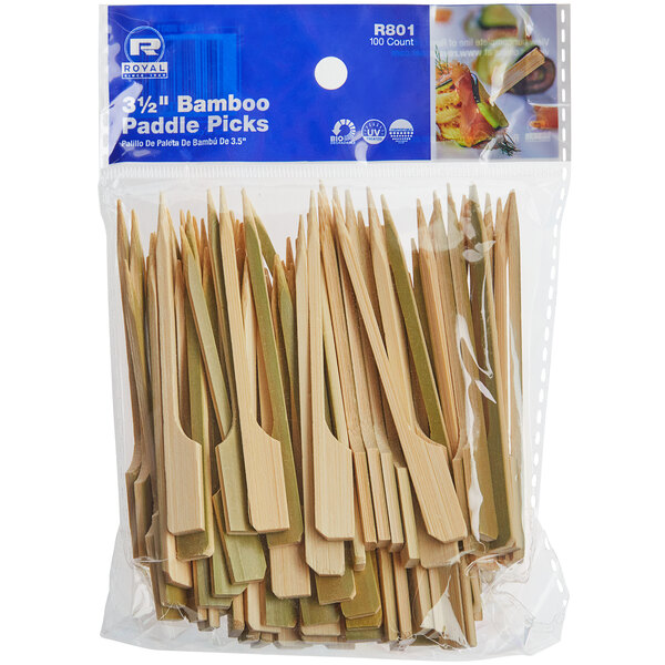 Royal Paper R801 3 1/2" Eco-Friendly Bamboo Paddle Pick - Case of 1000 ...