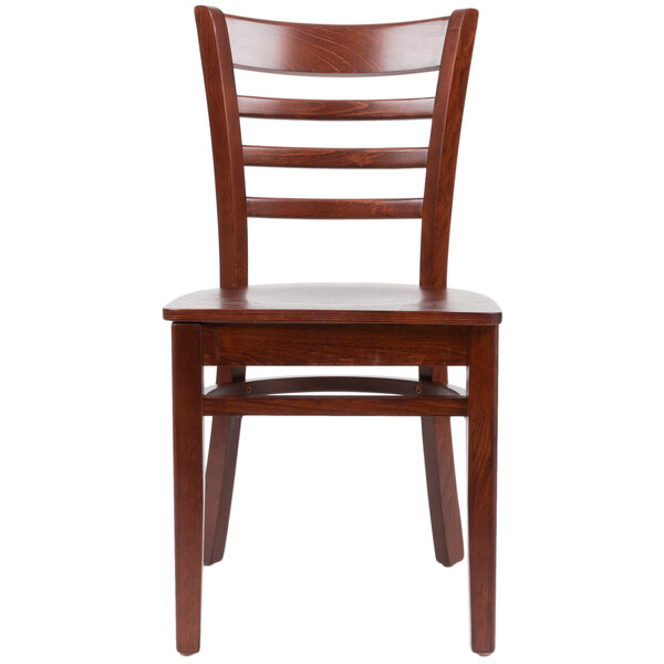 Lancaster Table & Seating Mahogany Finish Wooden Ladder Back Cafe Chair ...