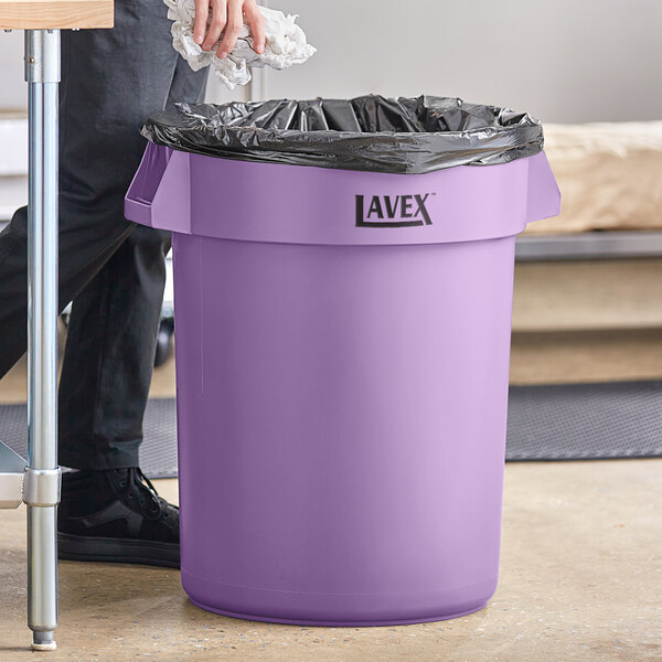 Lavex 32 Gallon Purple Round Commercial Trash Can