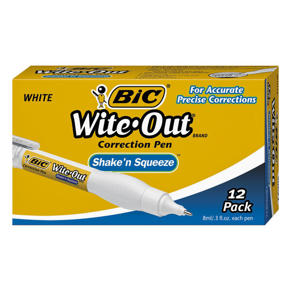Bic WOSQP11 Wite-Out Shake 'n Squeeze White 8 mL Correction Pen