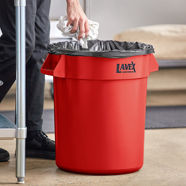 Lavex 20 Gallon Red Round Commercial Trash Can / Ingredient Bin