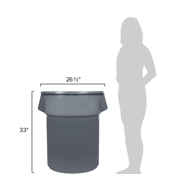 Lavex 55 Gallon Gray Round Commercial Trash Can and Lid