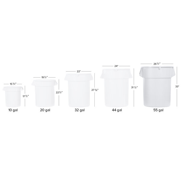 Lavex 55 Gallon White Round Commercial Trash Can and Lid