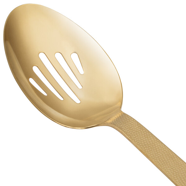 American Metalcraft GVHSS 13 1/4" Hammered Gold Vintage Slotted Spoon
