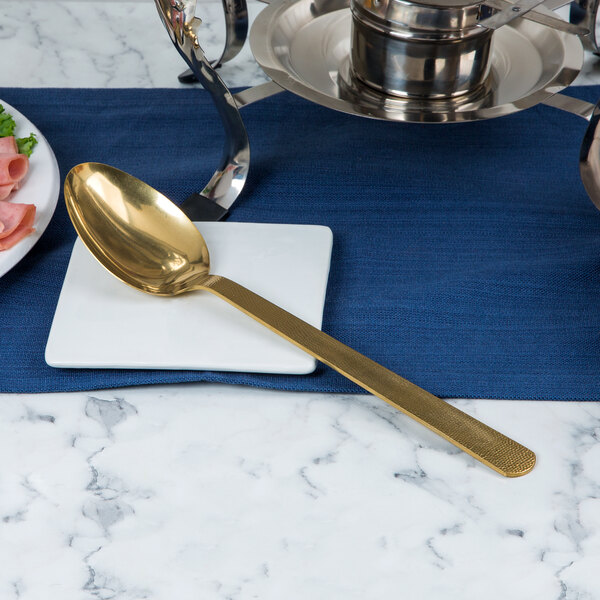 American Metalcraft GVHSP 13 1/4" Hammered Gold Vintage Solid Spoon