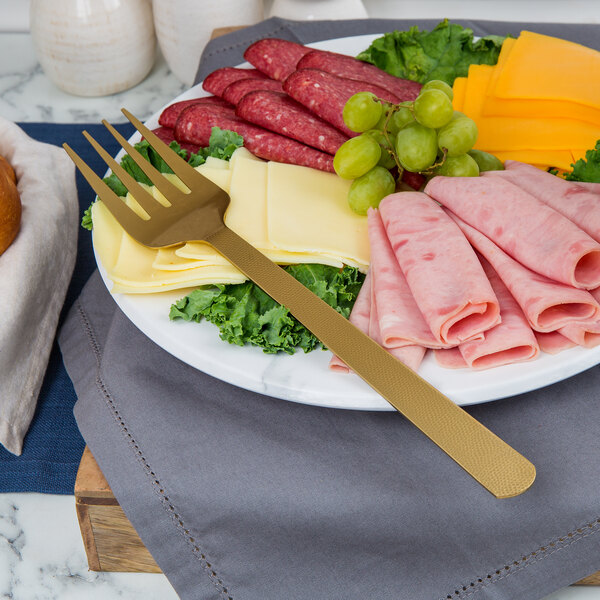 American Metalcraft GVHF 13" Hammered Gold Vintage Cold Meat Fork