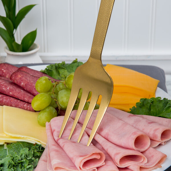 American Metalcraft GVHF 13" Hammered Gold Vintage Cold Meat Fork