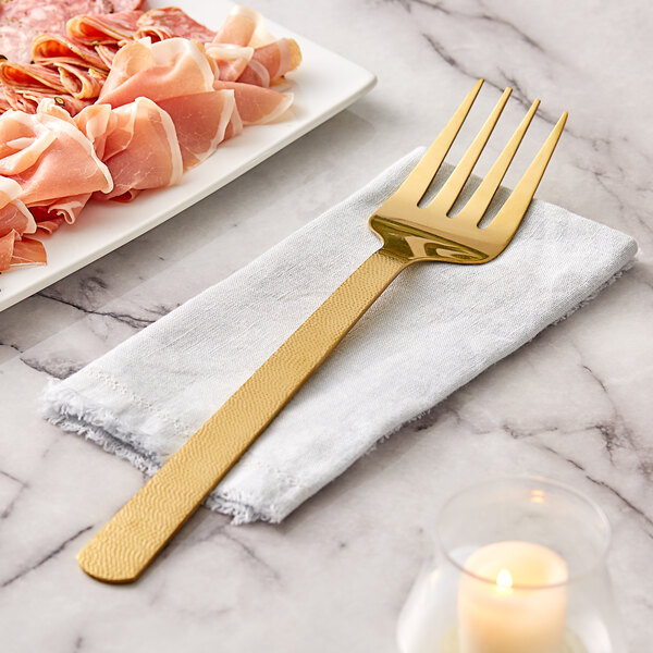 American Metalcraft GVHF 13" Hammered Gold Vintage Cold Meat Fork