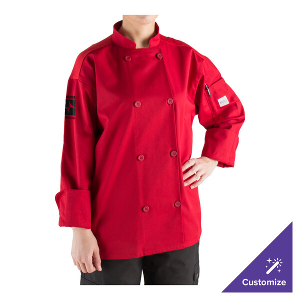 Mercer Culinary Millennia Air® Unisex Red Customizable Long Sleeve Cook ...