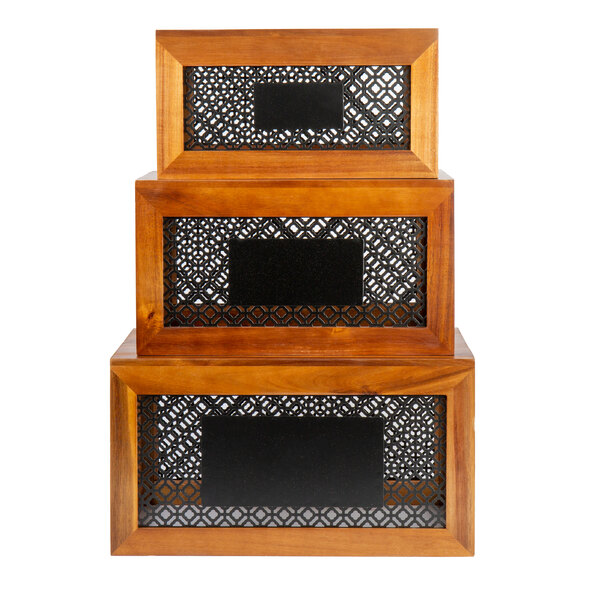 Tablecraft HFCSET3 Farmhouse 3-Piece Acacia Wood Riser Set