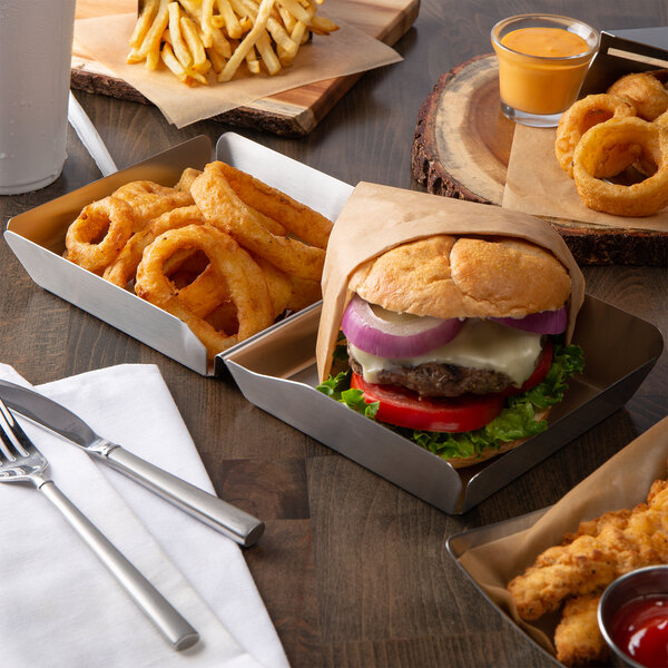 Tablecraft 20003 Better Burger 6 1/4" x 11" Stainless Steel Burger Box ...