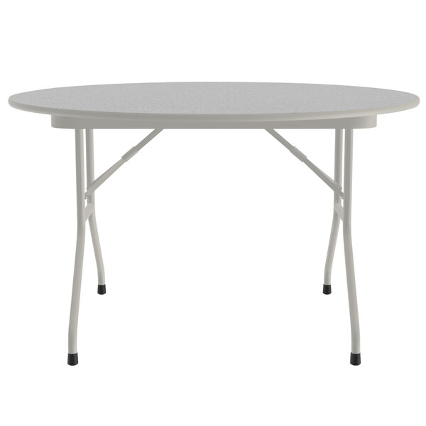 Correll 48" Round Gray Granite Light Duty Melamine Folding Table with ...