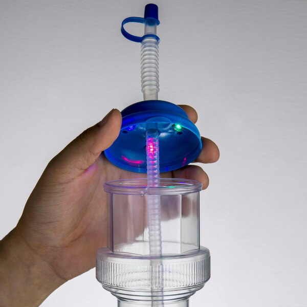 24 oz. Clear Lighted Lighthouse Yarder with Lid and Straw - 35/Case