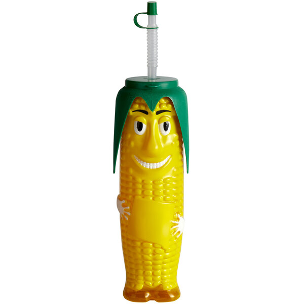 32 oz. Tall Plastic Corn on the Cob Design Souvenir Cup with Straw and ...