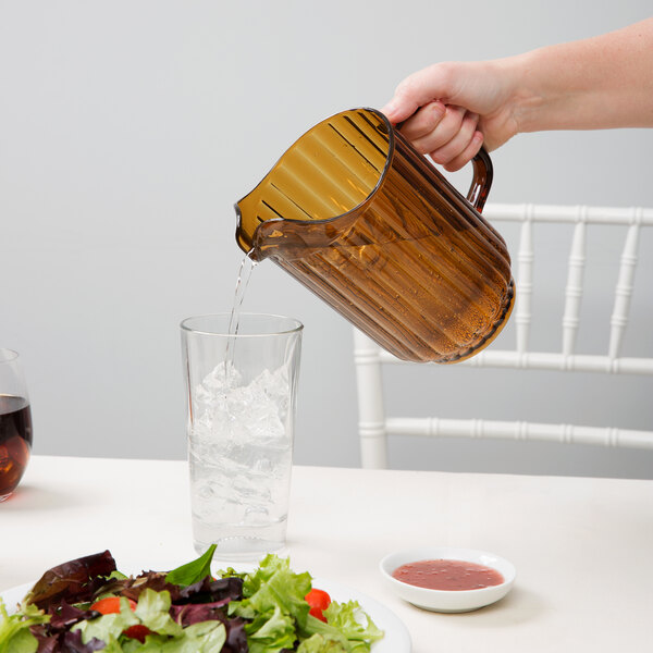 Cambro P600CW153 Camwear 60 oz. Amber Plastic Pitcher
