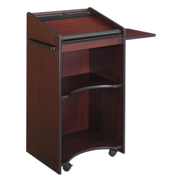 Safco 8918MH 25 1/4" x 19 3/4" x 46" Mahogany Executive Mobile Lectern