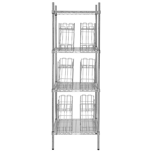Regency 24" x 24" Chrome Wire Shelf Kit with 6 Can Racks and 74" Posts