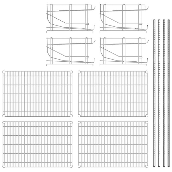 Regency 24" x 36" Chrome Wire Shelf Kit with 4 Can Racks and 74" Posts