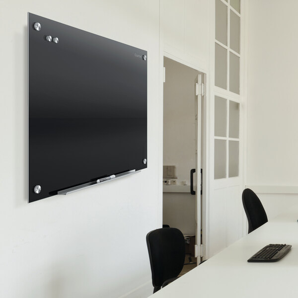 Quartet G9648B-A Infinity 96" x 48" Frameless Magnetic Black Glass ...