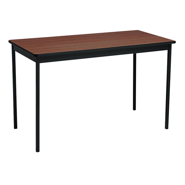 Barricks UT244830WA 48" x 24" Walnut / Black Utility Table