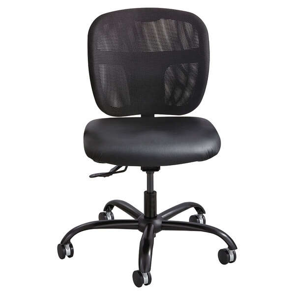 Safco 3397BV Vue Black Intensive Use Vinyl / Mesh Swivel / Tilt Task Chair