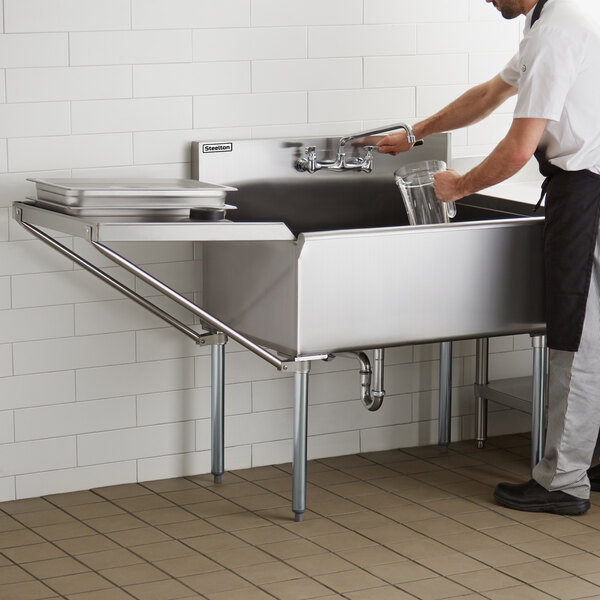 Steelton 36" x 24" x 14" Utility Sink with Drainboard and (1) 8" Center ...