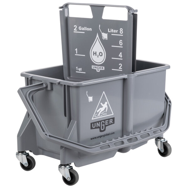 Unger COMSG 4 Gallon Gray Mop Bucket with Side-Press Wringer
