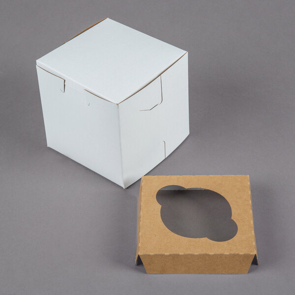 Baker's Lane 4" x 4" x 4" White Cupcake / Muffin Box with 1 Slot ...