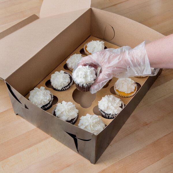 Baker's Lane 14" x 10" x 5" Black Cupcake / Muffin Box with 12 Slot ...