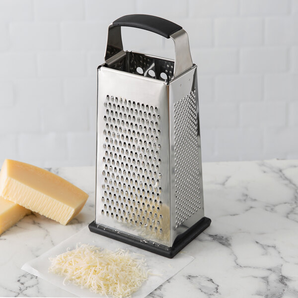 Choice 9" 4-Sided Stainless Steel Box Grater with Soft Grip