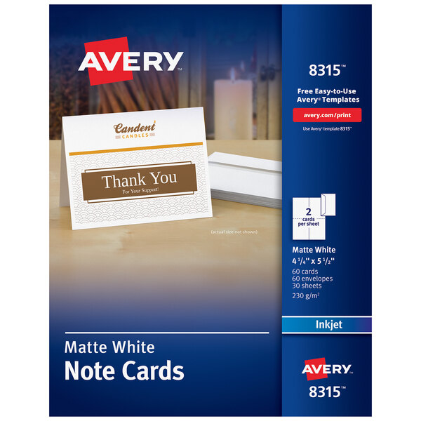 Avery® 08315 4 1/4" x 5 1/2" Printable Matte White Two-Sided Note Card ...