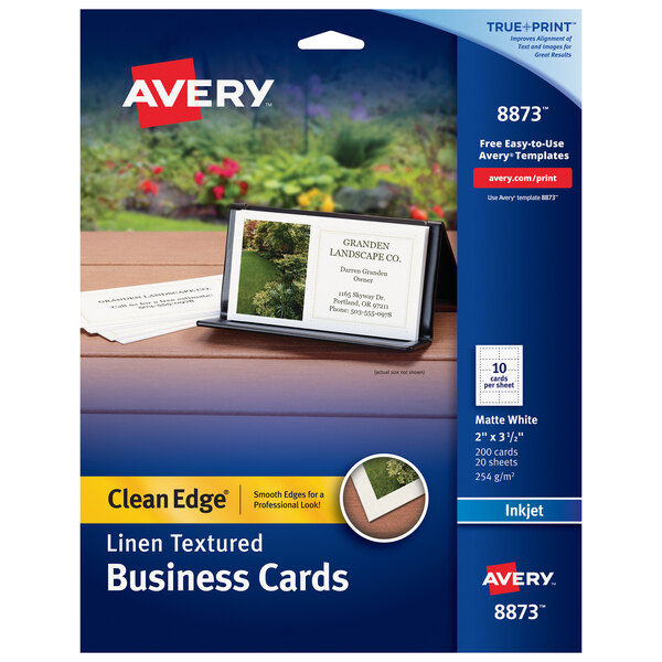 Avery® 08873 True Print 2" x 3 1/2" Linen Matte White Clean Edge Two ...