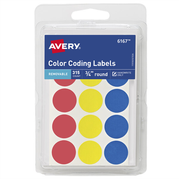 Avery® 06167 3/4" Assorted Color Round Removable Color-Coding Write-On ...