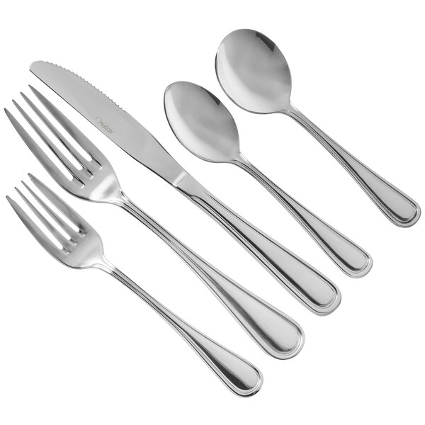 Acopa Edgewood 18/0 Stainless Steel Heavy Weight Flatware Set with ...