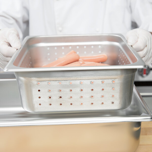 Choice 1/2 Size 4" Deep Anti-Jam Perforated Stainless Steel Steam Table ...