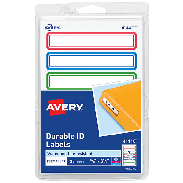 Avery® 41440 3 1/2" x 5/8" Assorted Color Handwrite Only Durable Kids ...