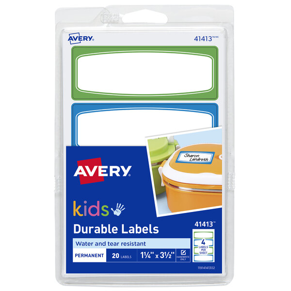 Avery® 41413 3 1/2" x 1 1/4" Assorted Color Handwrite Only Durable Kids ...
